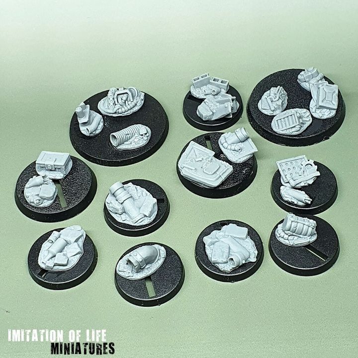 3D Printable Wasteland Base Toppers Set 1-6 Bundle. Supportfree/ Presupported Base detailing ...